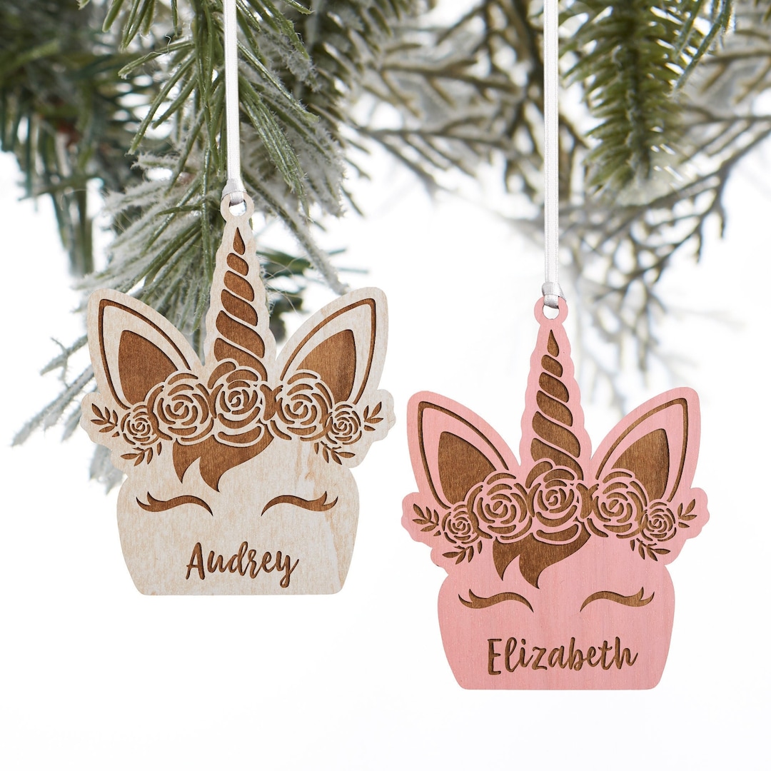 Unicorn Personalized Wood Ornament, Ornaments for Her, Custom Christmas ...