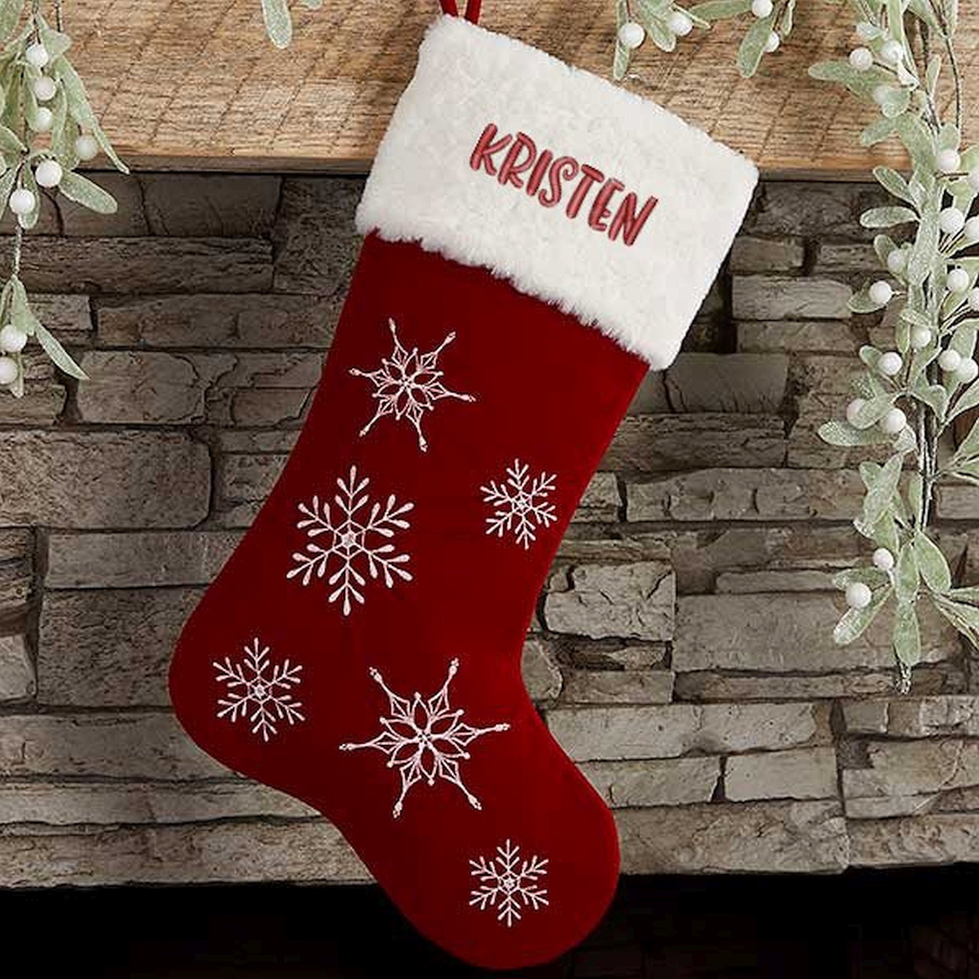 Winter Wonderland Personalized Snowflake Stocking Custom - Etsy