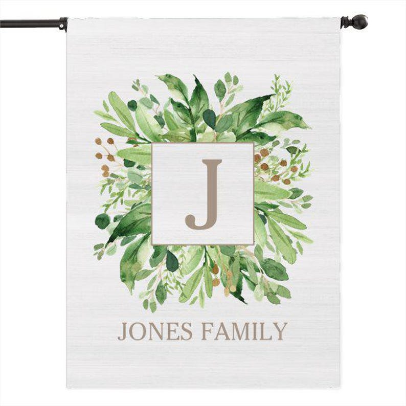 Spring Greenery Personalized House Flag, Custom House Flags ...