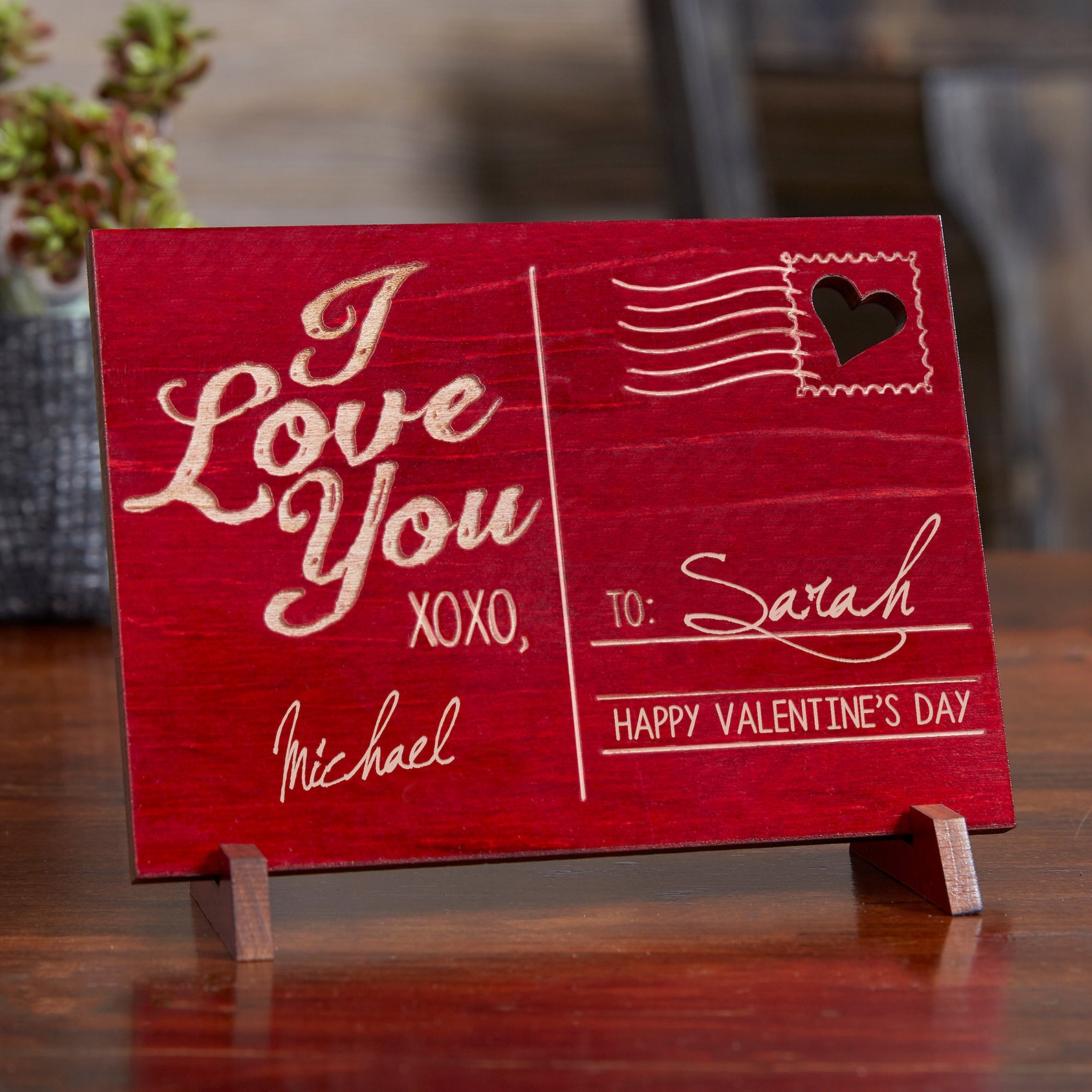 Sending Love Personalized Wood Postcard, Wood Keepsake, Keepsake for ...