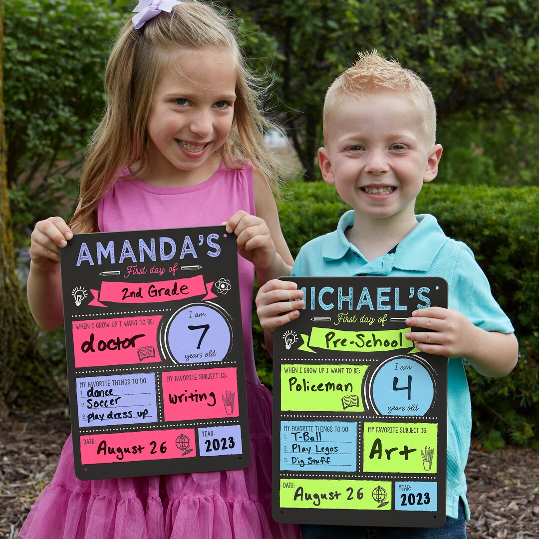 First Day of School Personalized Dry Erase Sign, Gifts for Kids, Back ...