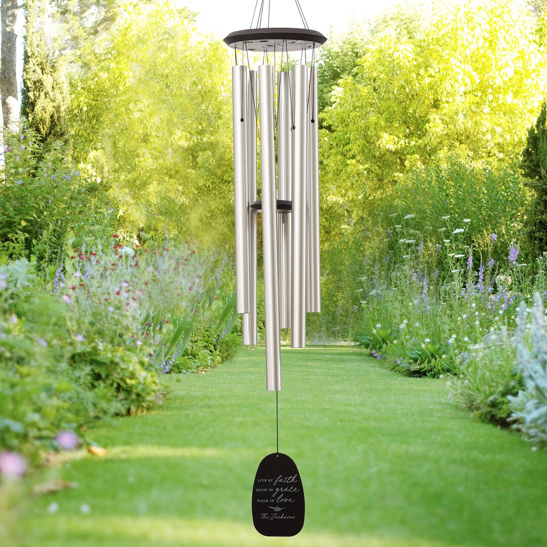 Personalized Amazing Grace Wind Chimes With Faith Verse & Feather Tag ...