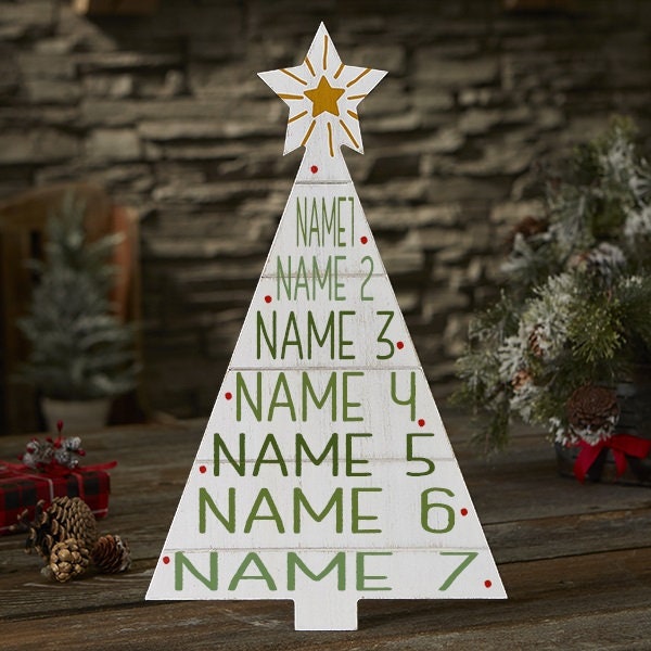 Christmas Family Tree Personalized Whitewashed Wood Tree - Etsy