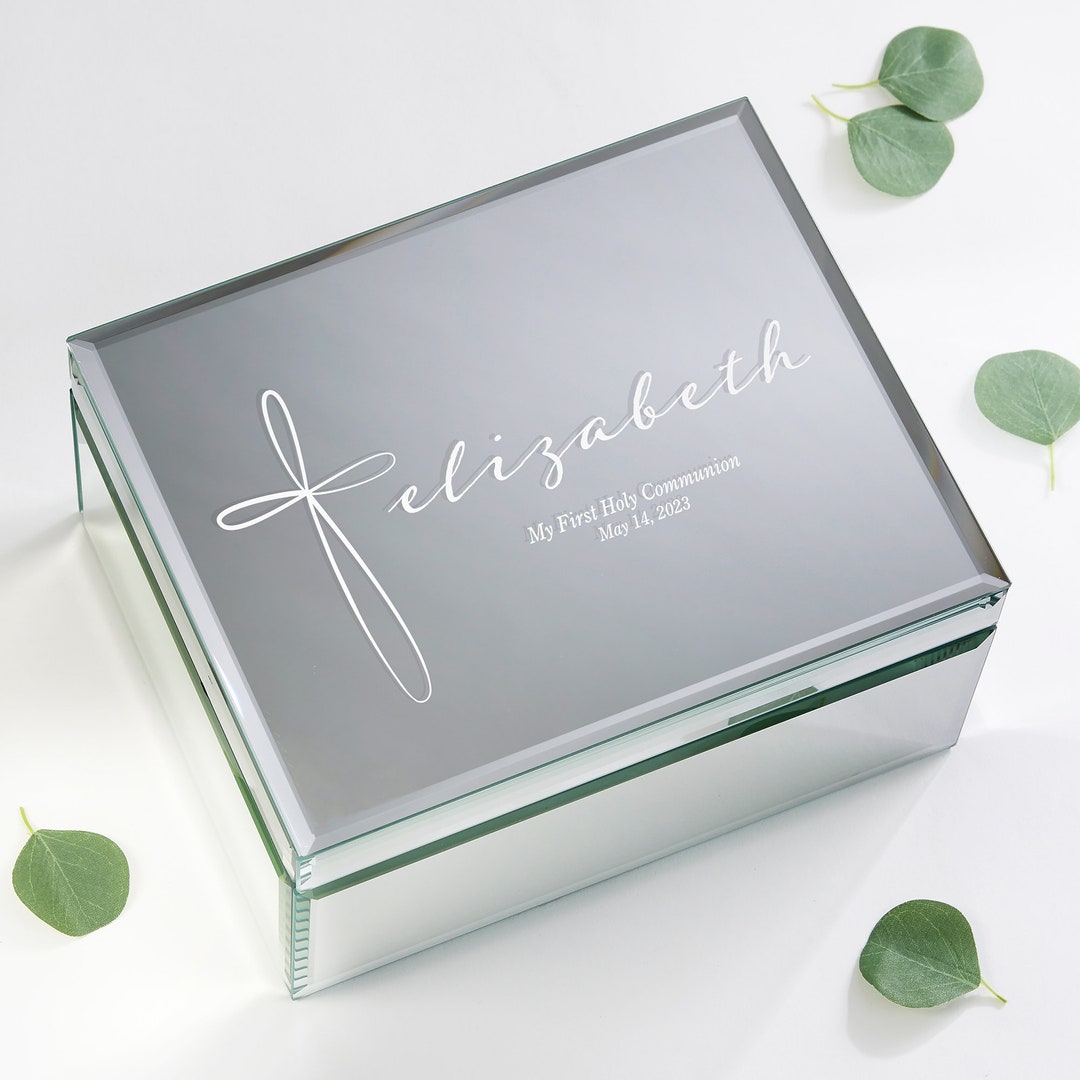 Holy Name Engraved Mirrored Jewelry Box, Gifts for Her, Engraved ...
