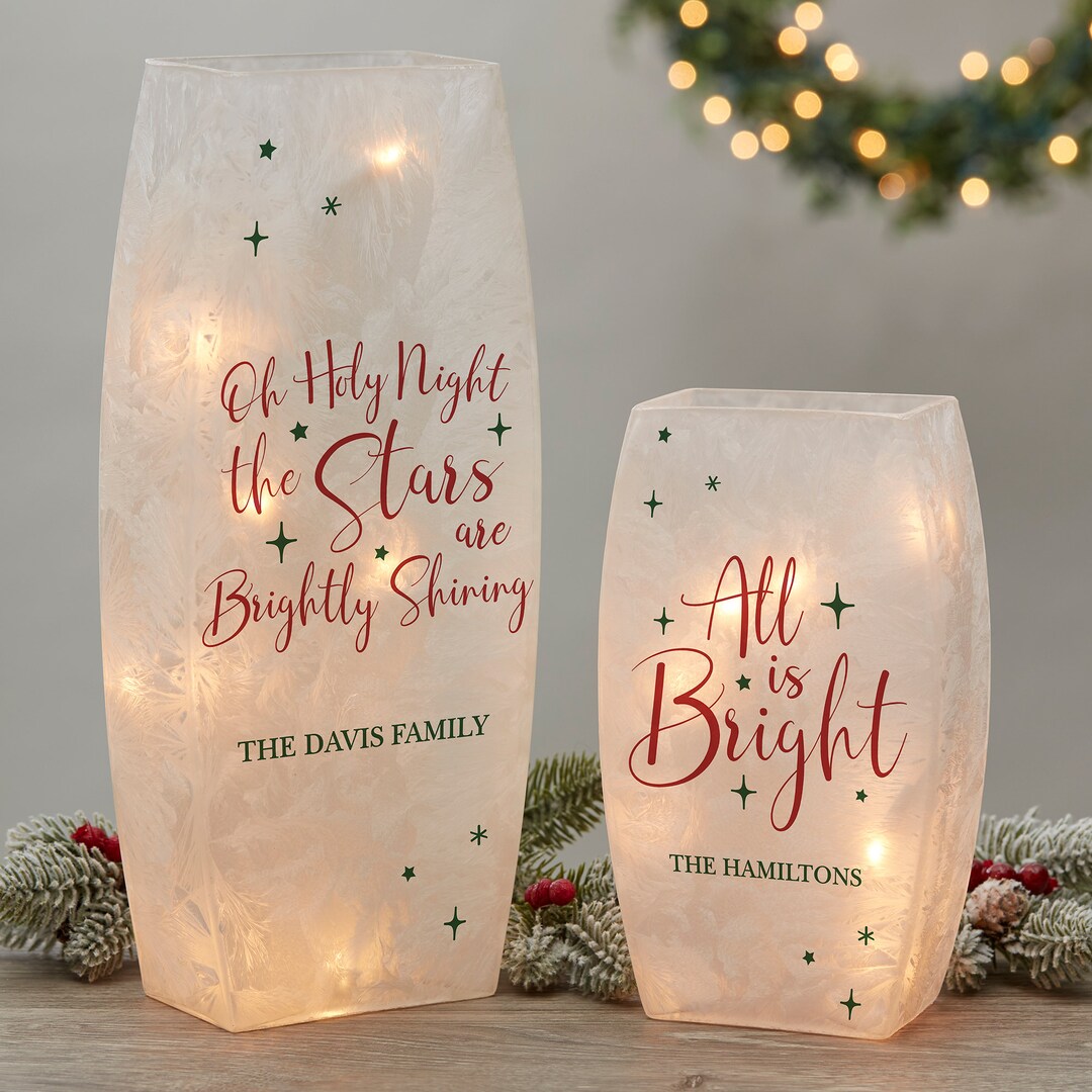 All is Bright Personalized Christmas Frosted Tabletop Light, Gifts for ...