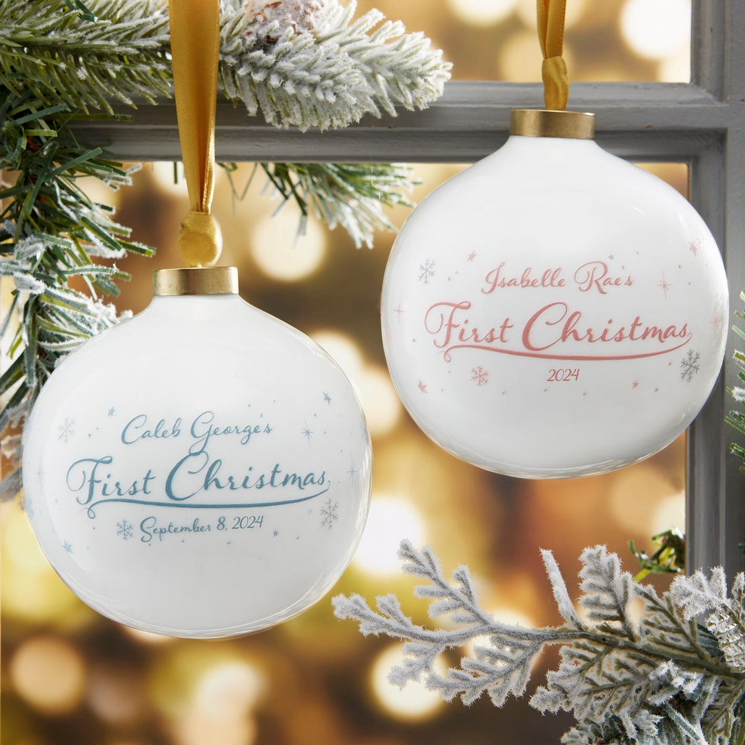 Baby First Christmas Personalized Ball Ornament, Boy's First Christmas ...