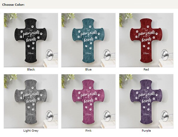 Paw Prints on My Heart Personalized Wall Cross Custom Pet | Etsy