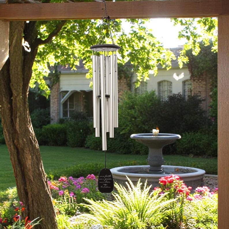 Personalized Amazing Grace Wind Chimes With Faith Verse & Feather Tag ...