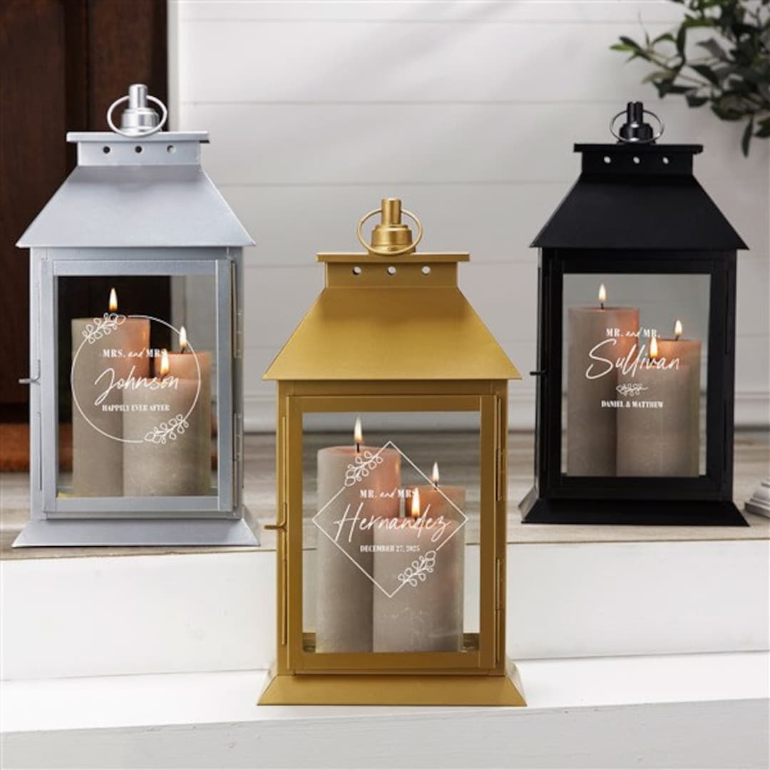 Botanical Wedding Personalized Decorative Wedding Candle Lantern ...