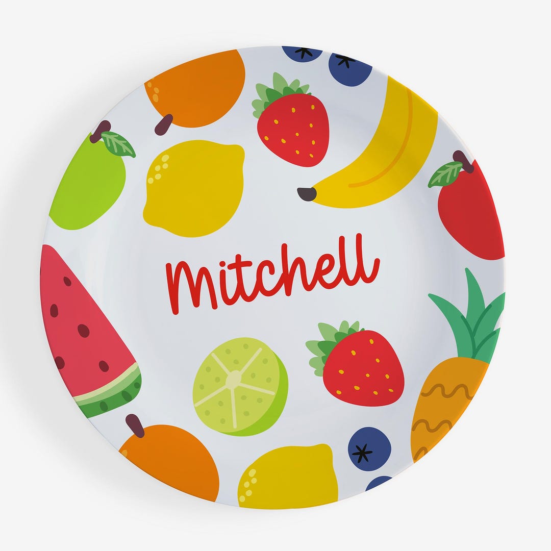 Custom Fruit Name Plate - Summer Personalized Plate 10" - Kids Picnic ...