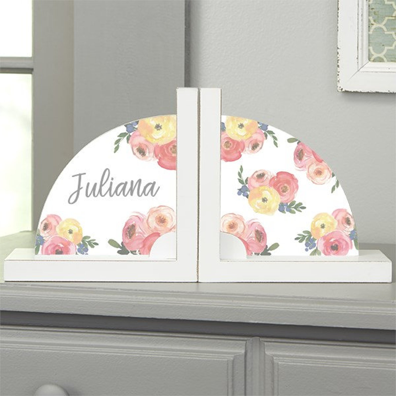 Floral Personalized Bookends Gifts for Home Gifts for Kids | Etsy