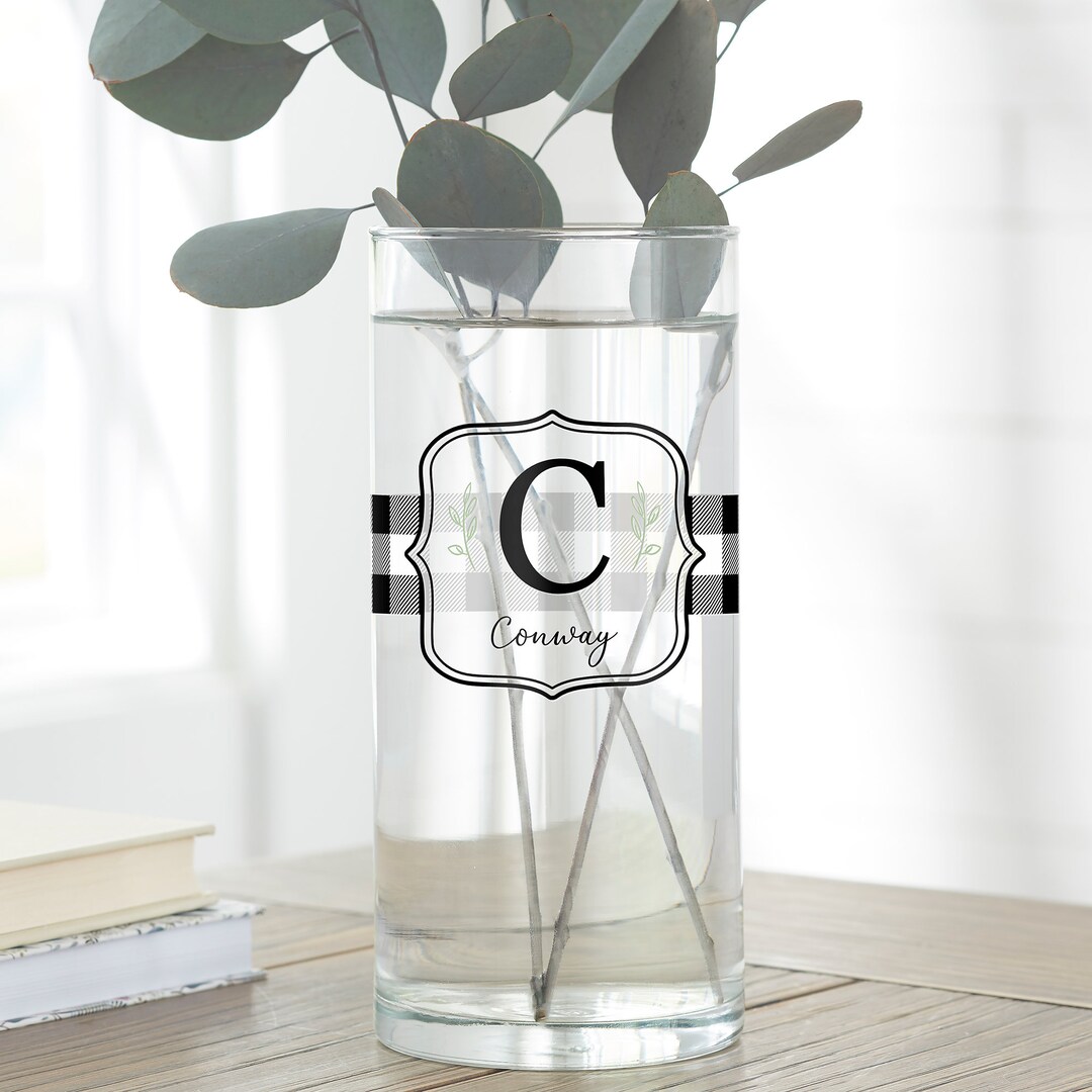 Buffalo Check Personalized Vase, Custom Farmhouse Decor, Home Decor for ...