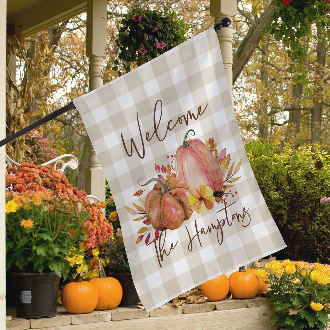 Autumn Watercolors Personalized House Flag, Custom House Flags ...