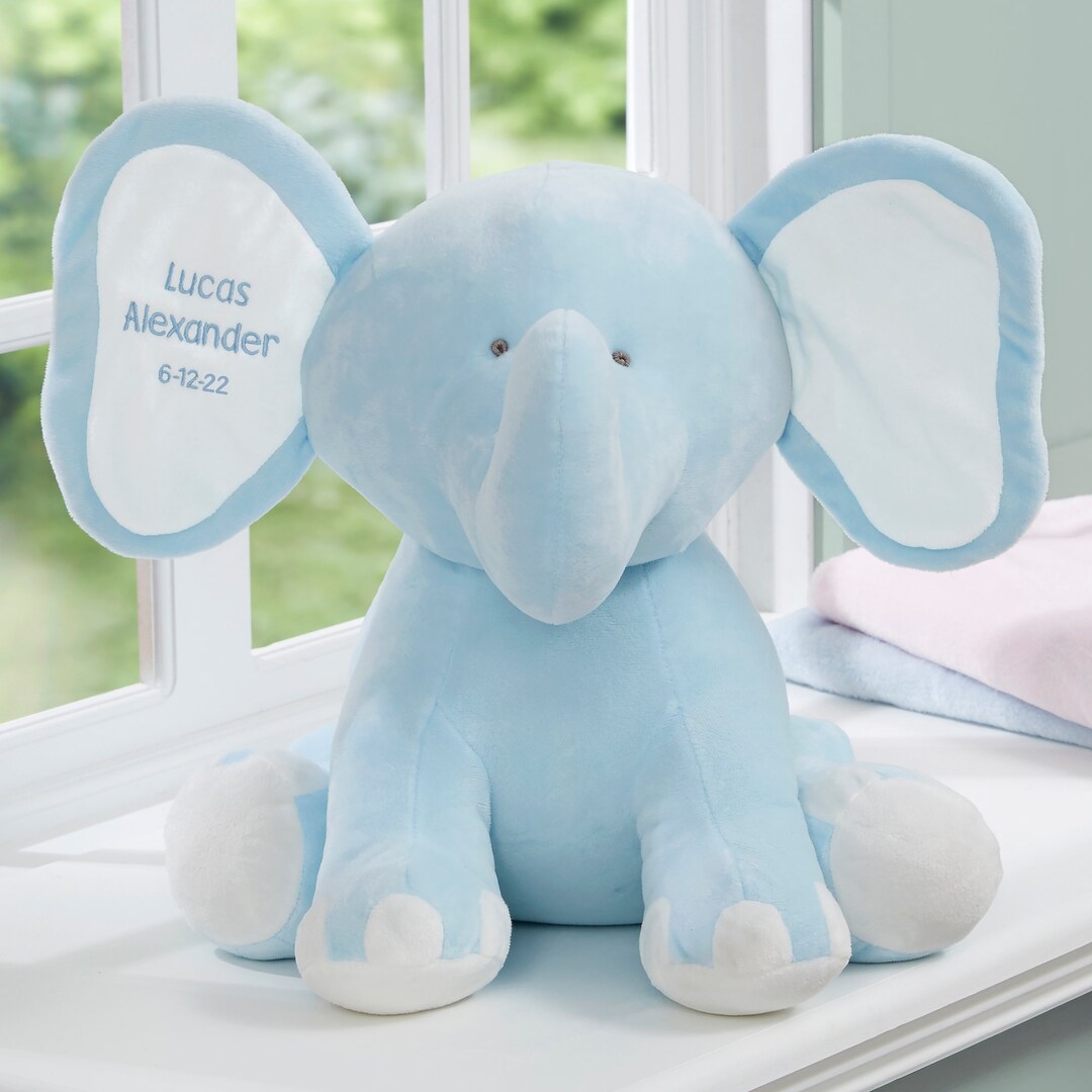 Embroidered Jumbo Blue Plush Elephant Personalized Baby - Etsy