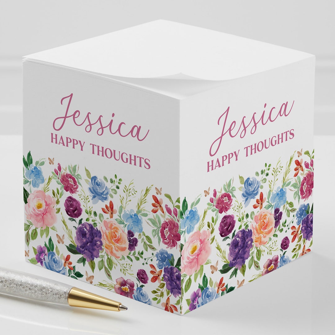 Forever Floral Personalized Paper Note Cube, Personalized Sticky Note ...