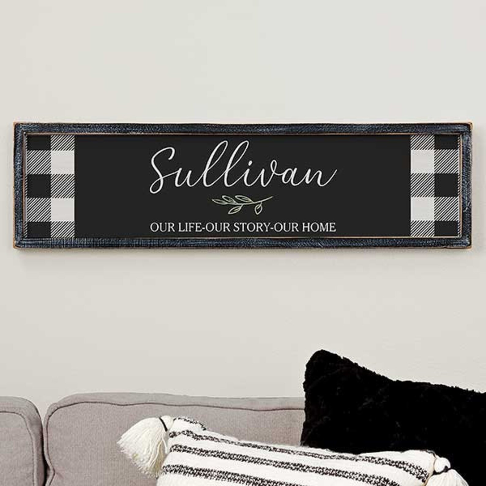 Black & White Buffalo Check Framed Wood Wall Sign Farmhouse - Etsy