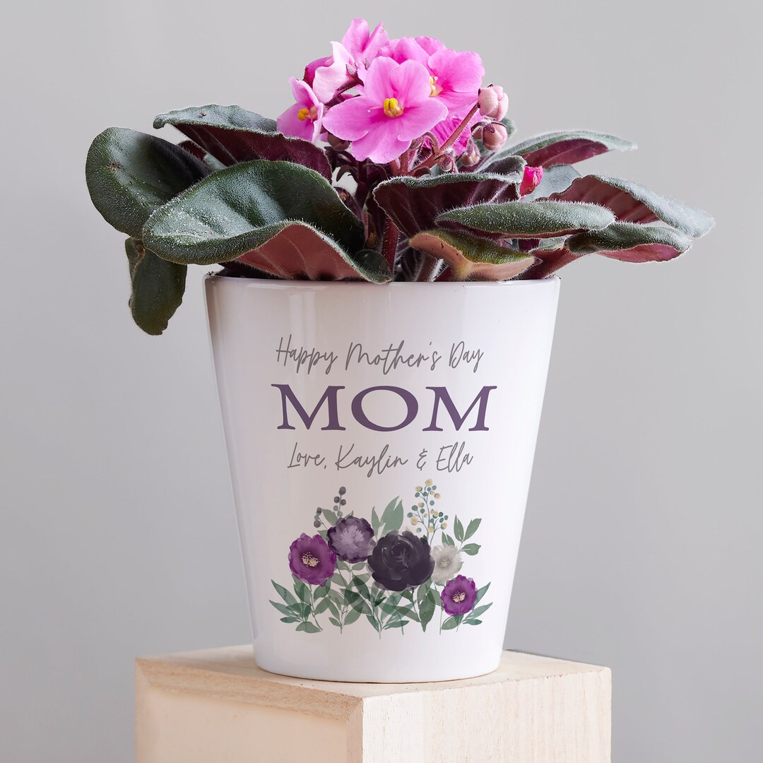 Floral Love for Mom Personalized Mini Flower Pot, Mother's Day Gifts ...