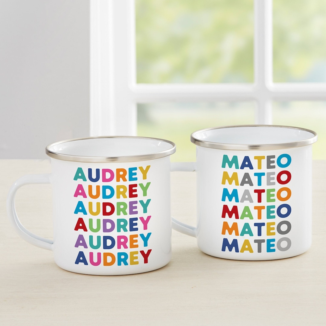 Vibrant Name Personalized Kids Enamel Mug, Personalized Kitchenware ...
