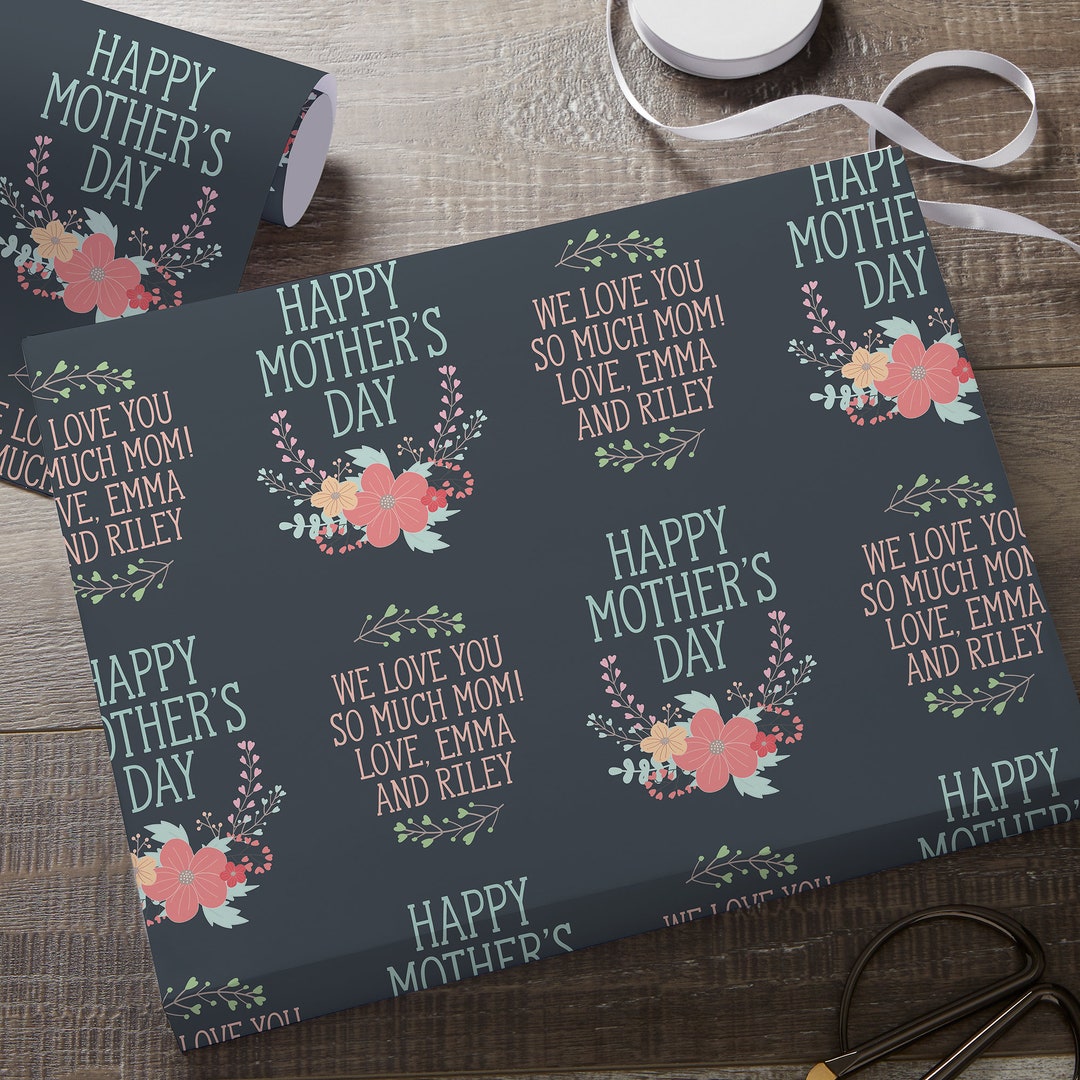 Mother's Day Floral Personalized Wrapping Paper Roll, Gift Wrap for Mom ...