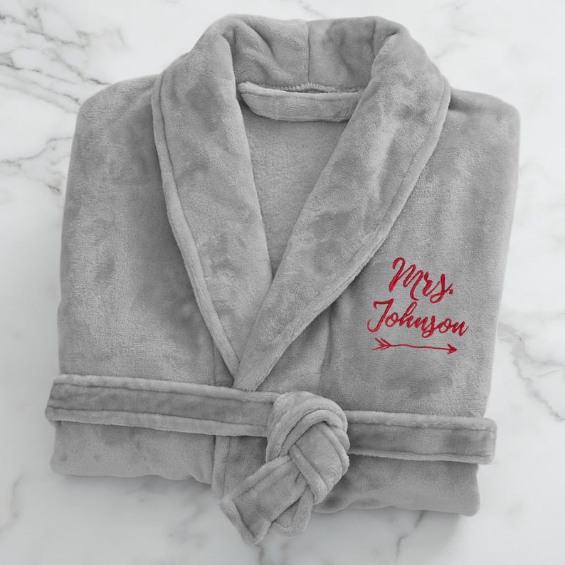 Mrs. Embroidered Luxury Fleece Robe – Personalized Women's Robe – Bride ...