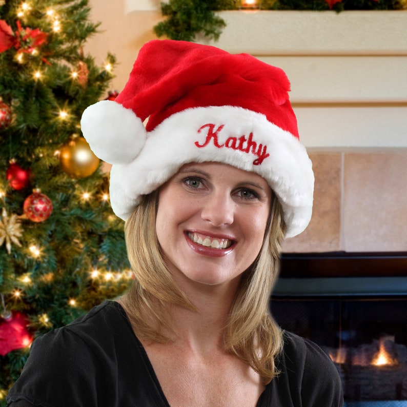 Plush Velvet Personalized Santa Hat Custom Santa Hats Hats - Etsy