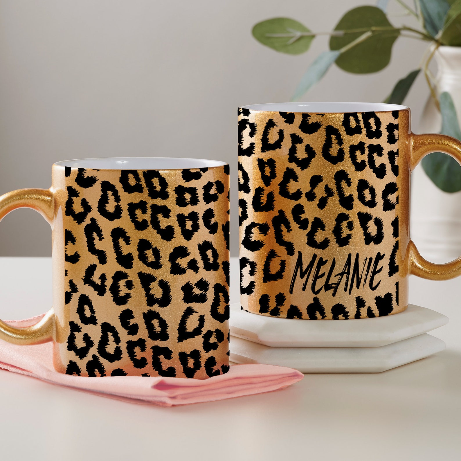 Leopard Print Personalized 11 Oz. Glitter Coffee Mug Gifts - Etsy