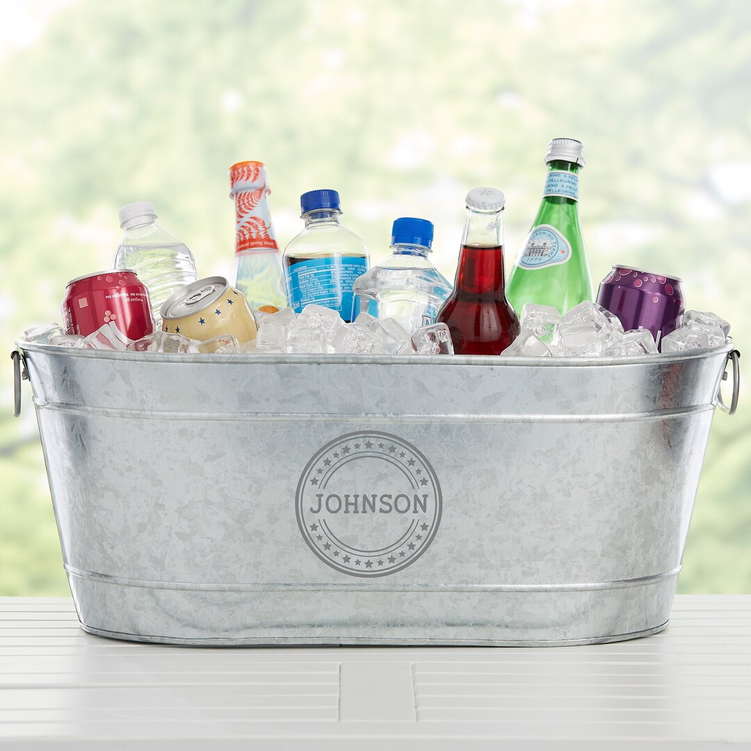 Patriotic Plaid Personalized Galvanized Beverage Tub, Personalized ...