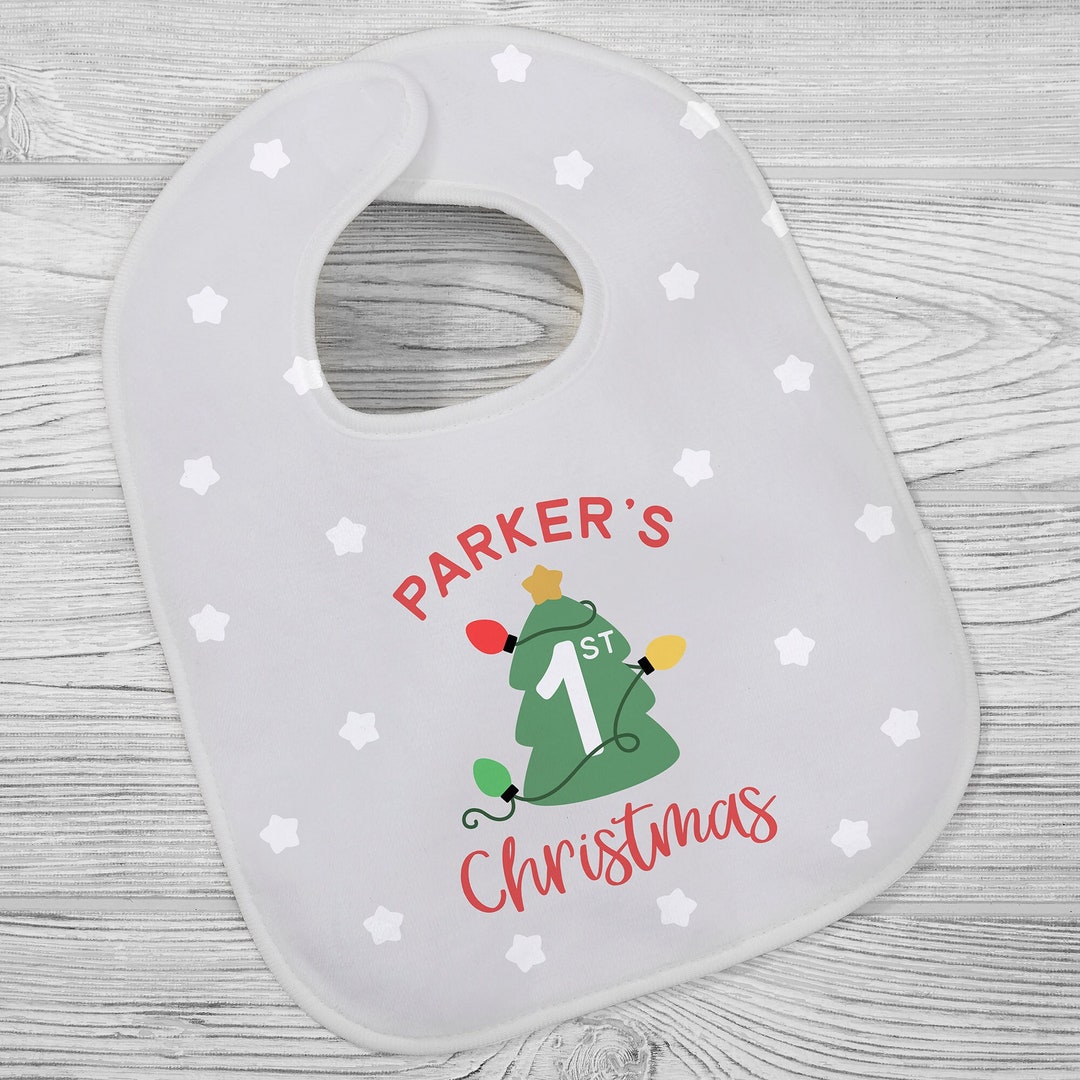 First Christmas Personalized Baby Bib, Baby Gifts, Custom Gifts for ...