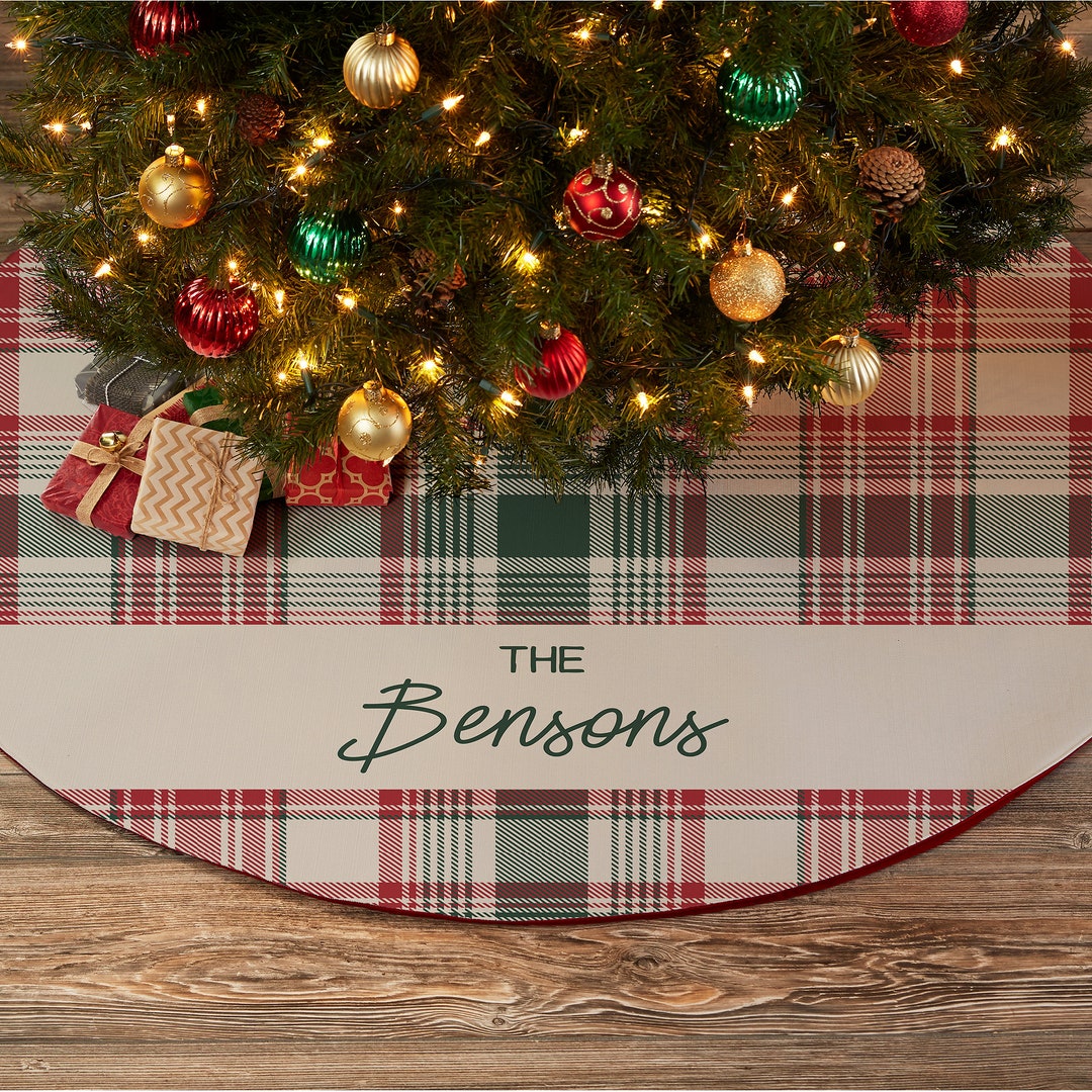 Fresh Plaid Personalized Christmas Tree Skirt, Custom Tree Skirt ...