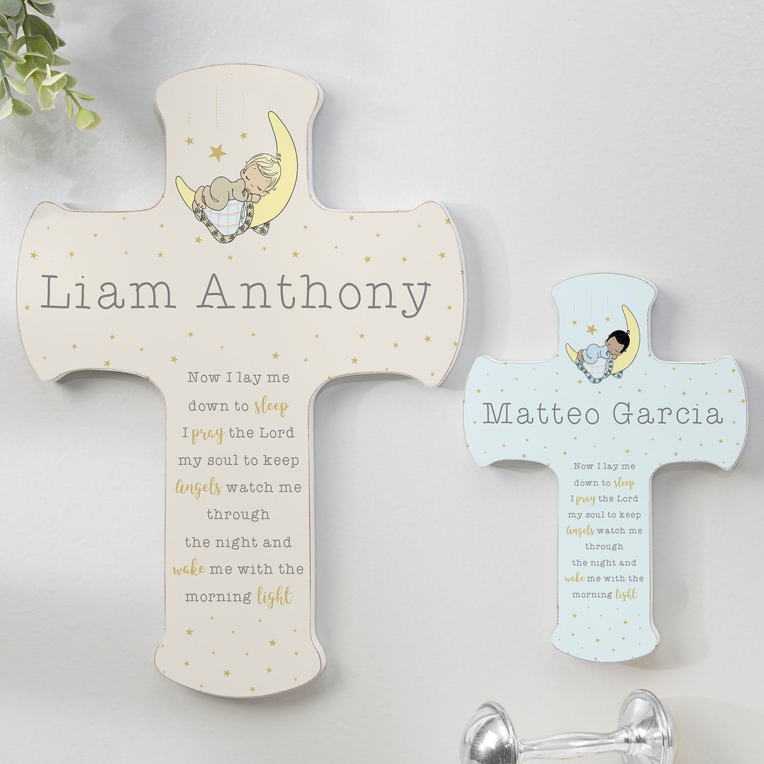Precious Moments® Bedtime Baby Boy Personalized Cross, Wall Cross, Baby ...