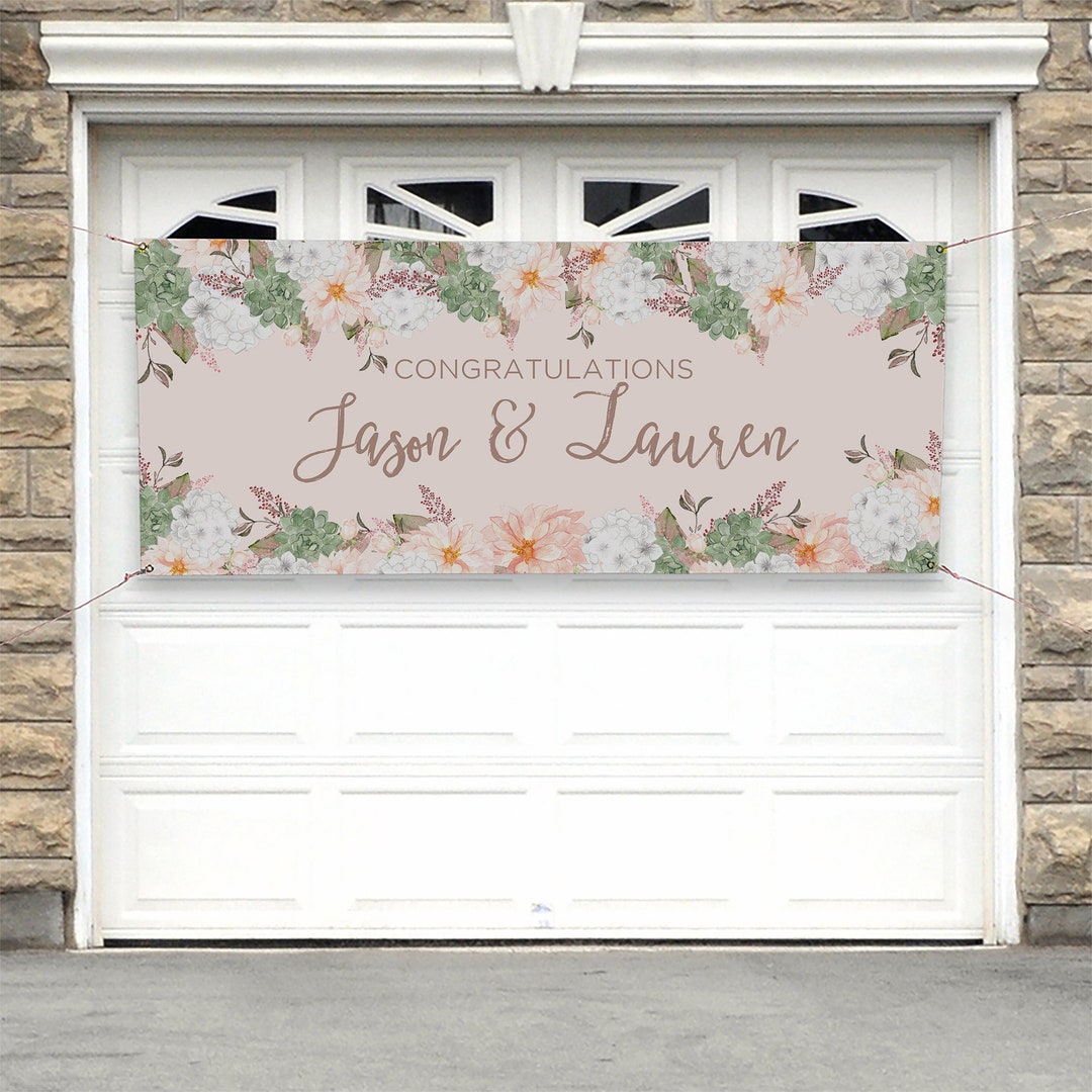 Modern Floral Wedding Personalized Banner, Wedding Party, Party ...