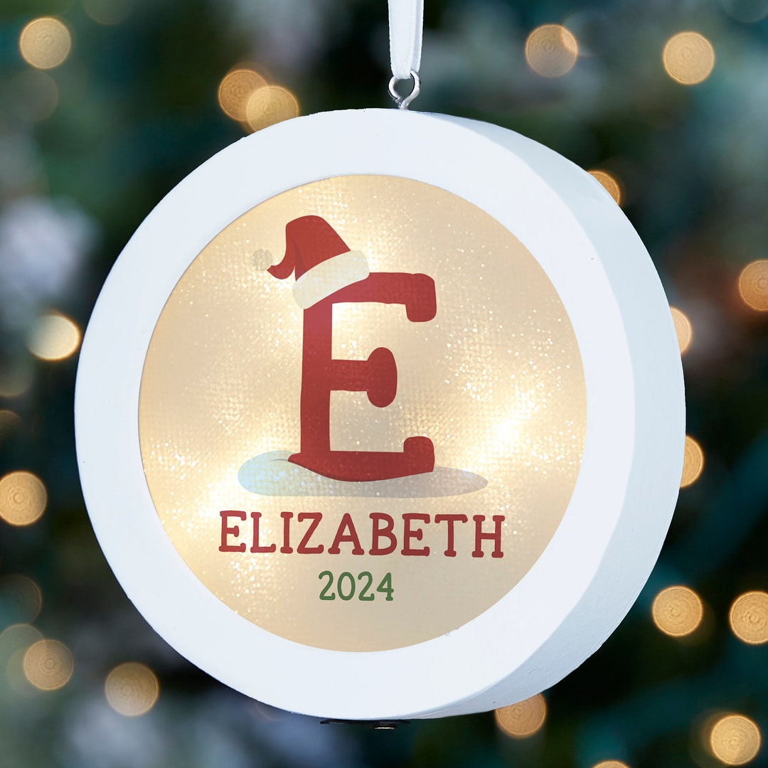 Initially Santa Personalized LED Light Ornament, Personalized Christmas ...