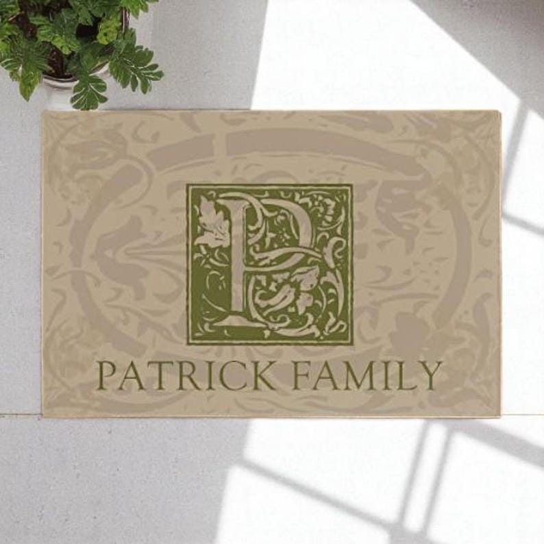 Personalized Floral Monogram Doormat - Custom Family Welcome Mat ...