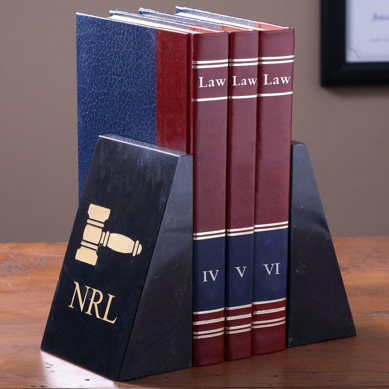 Law Icons Monogrammed Marble Bookends Professional Gifts - Etsy