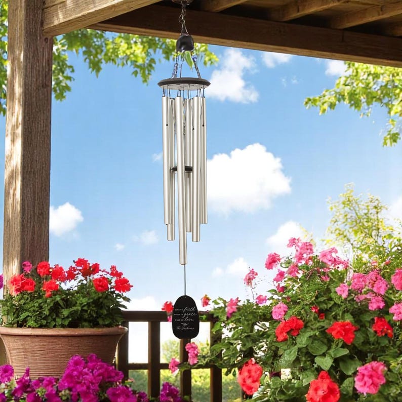 Personalized Amazing Grace Wind Chimes With Faith Verse & Feather Tag ...