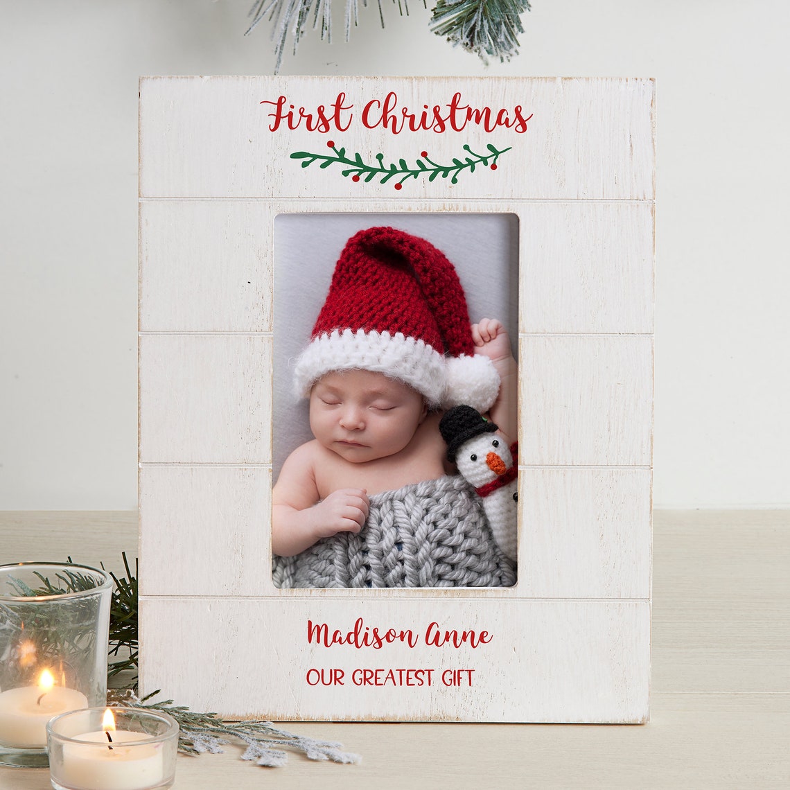 Baby's First Christmas Personalized Picture Frame, New Baby Gift, Baby ...