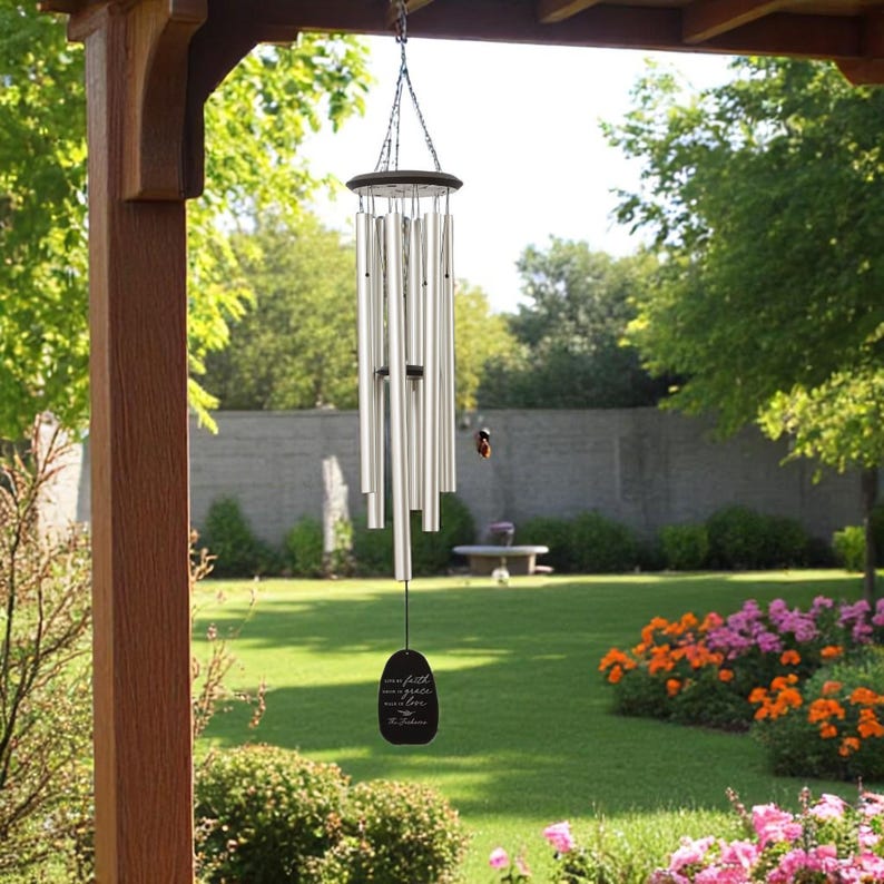 Personalized Amazing Grace Wind Chimes With Faith Verse & Feather Tag ...