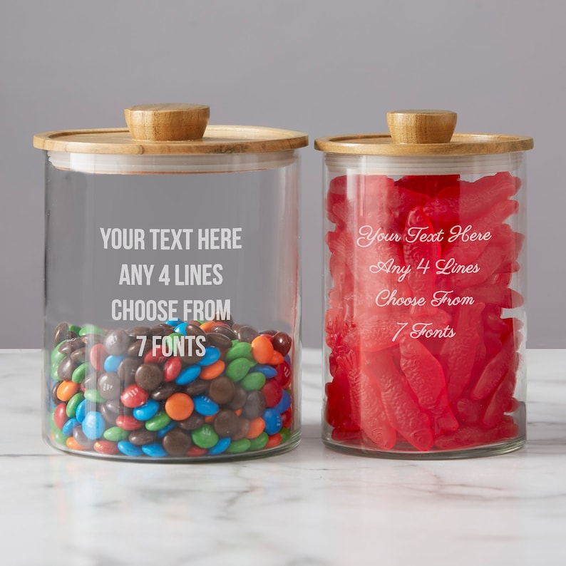 Write Your Own Personalized Glass Container With Acacia Lid ...