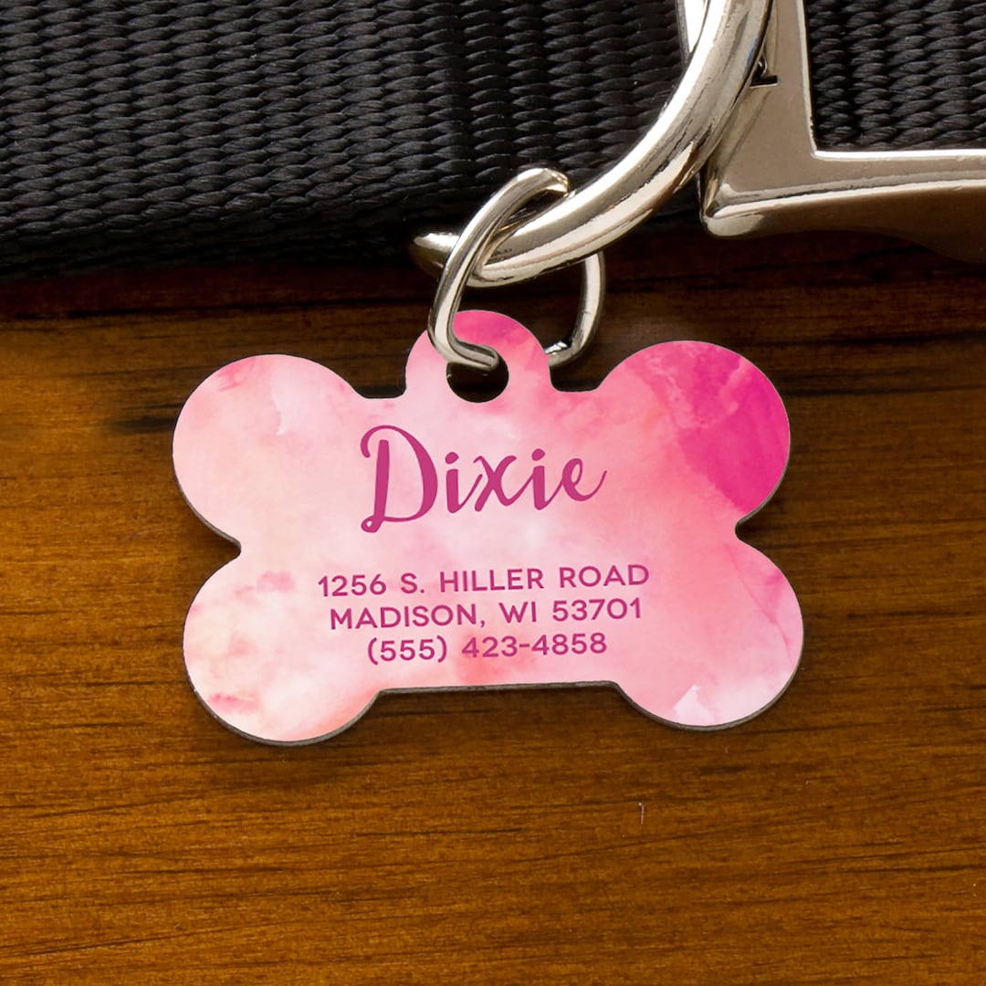 Bone Watercolor Personalized Dog ID Tag, Gifts for Dogs, Dog Tag, Dog ...