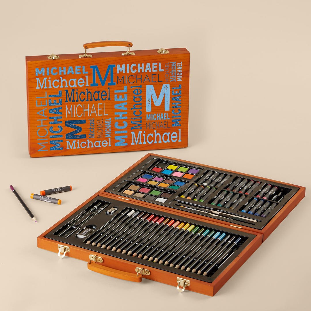Trendy Repeating Name Personalized Kids Art Set, Children's Gifts ...