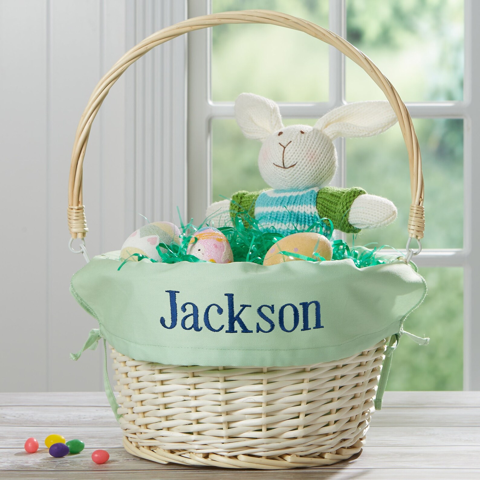 Personalized Light Green Easter Basket With Liner Easter - Etsy