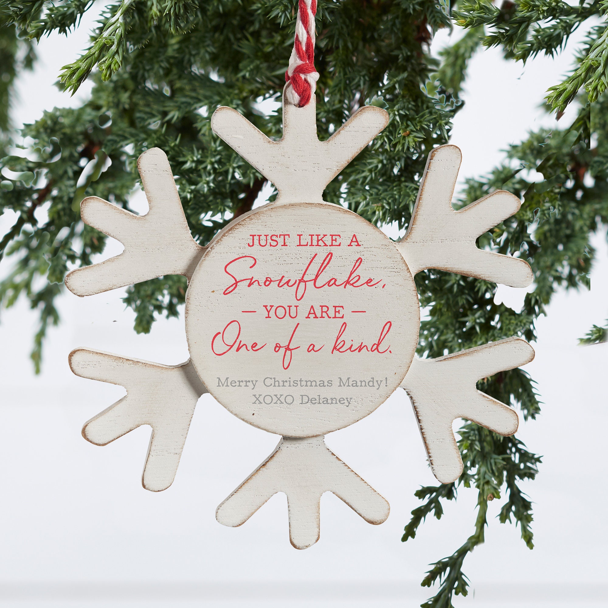 One of A Kind Friend Personalized Wood Snowflake Ornament - Etsy