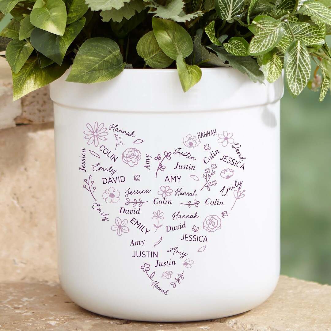 Blooming Heart Personalized Outdoor Flower Pot, Personalized Gift for ...