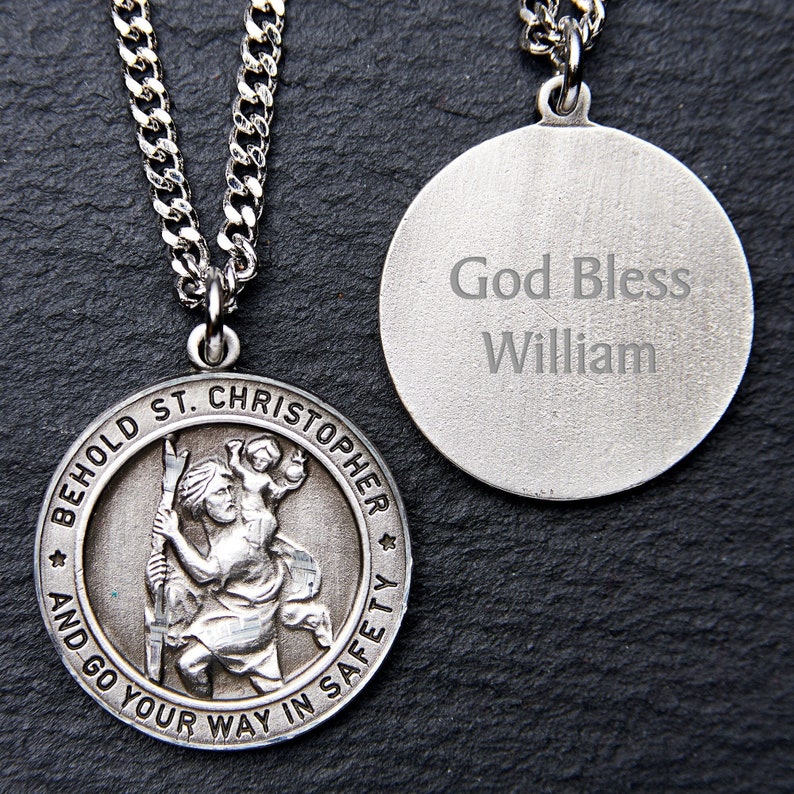 St. Christopher Men's Engraved Pendant, Religious Gifts, Spiritual ...
