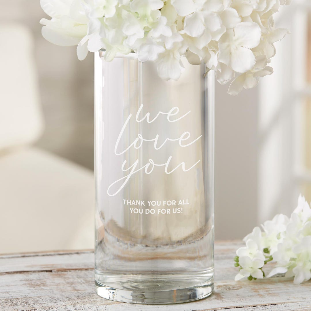 Engraved Love You Glass Vase – Custom Romantic Gift for Couples, Mom or ...