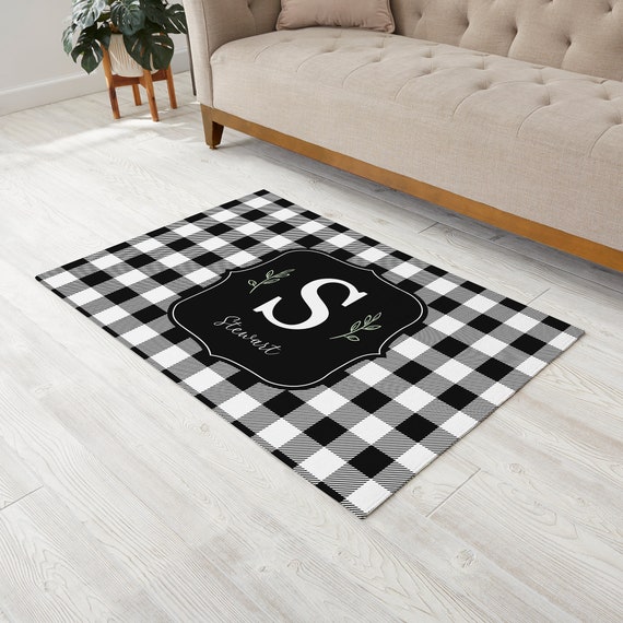 Black & White Buffalo Check Personalized Area Rug - Etsy