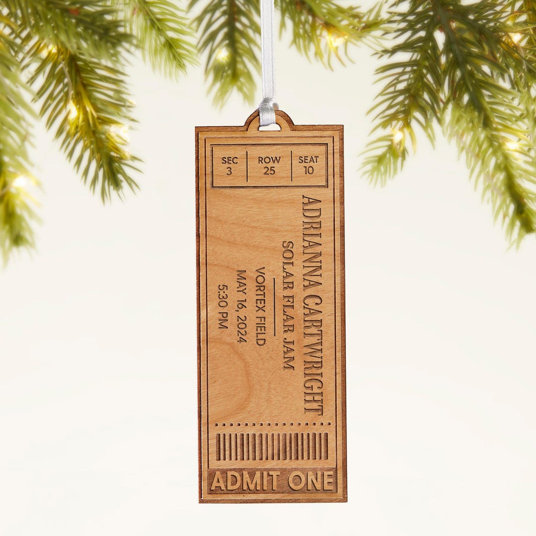 Favorite Concert Ticket Personalized Wood Ornament, Christmas Gift ...