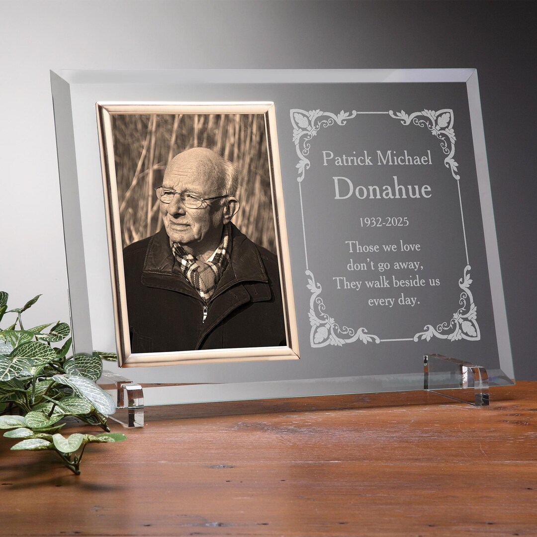 Personalized Memorial Picture Frame: Laser-engraved Glass With Brass ...