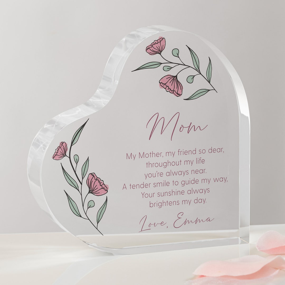 Floral Message for Mom Personalized Heart Keepsake, Mother's Day Gifts ...