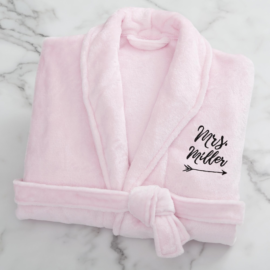Mrs. Embroidered Luxury Fleece Robe – Personalized Women's Robe – Bride ...